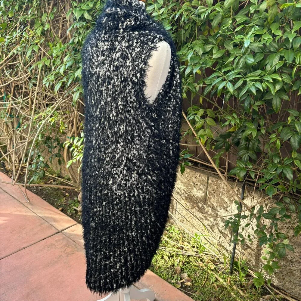 Chico's | Sweaters | Nwot Chicos Black White Fuzzy Marled Yarn Open ...